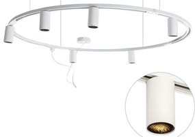 Moderní závěsný kolejnicový systém s 6 bodovými světly bílý 1-fázový GU10 50mm - Iconic Ruby Honey
