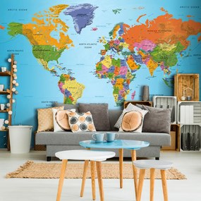 Samolepící fototapeta - Mapa světa: Barevná geografie 98x70