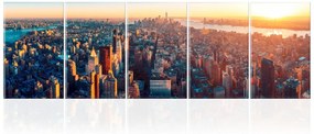 Malvis ® Vícedílný obraz Manhattan na dlani Velikost: pětidílný obdélník - 100x45 cm