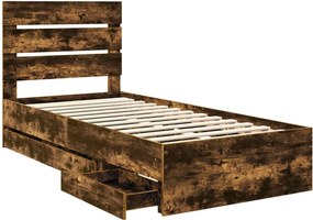 Rám postele s čelo Kouřový dub 90 x 200 cm Inženýrské dřevo 3411861