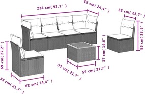 7dílná zahradní sedací souprava s poduškami béžová polyratan 3223552