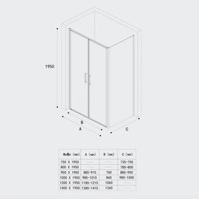 design sprchový kout RAVENA R66 - do tvaru L 90-140cm