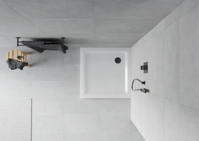 Mexen Flat čtvercový sprchový kout slim 90 x 90 cm, bílý, černý sifon - 40109090B
