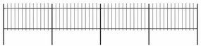 Zahradní plot s kopím nahoře ocelový 671 x 100 cm černý 277614