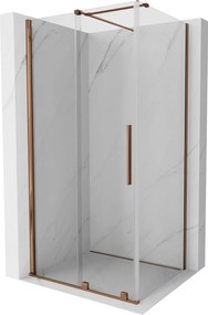 Mexen Velar, sprchový kout s posuvnými dveřmi 150(dveře) x 100(stěna) cm, 8mm čiré sklo, růžové zlato, 871-150-100-01-60