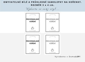 PROVENSÁLSKÉ KOŘENÍ - Samolepka na kořenky 3 x 4 cm - DomaLEP varianta: PRŮHLEDNÁ - tučné písmo