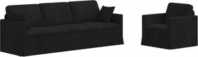 Set pohovek 2 ks Černá samet 3407631
