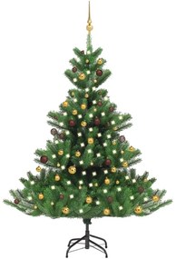 vidaXL Umělý vánoční stromek normandská jedle LED a koule zelený 180cm