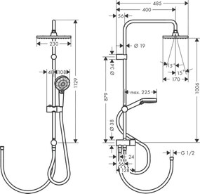Hansgrohe Vernis Shape, sprchový set Showerpipe 230 Reno, EcoSmart, chromová, HAN-26289000