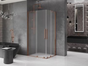 Mexen Velar Duo, sprchový kout s posuvnými dveřmi 100 x 90 cm, 8mm sklo námraza, růžové zlato, 871-100-090-32-60
