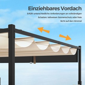 Costway Pergola s posuvnou střechou Vodotěsný altán Zimní zahradní altán