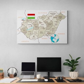 Obraz decentní béžová mapa Maďarska - 60x40