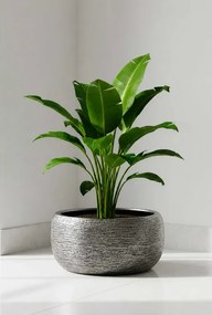 Kulatý květináč POTTA, sklolaminát, průměr 55 x výška 26 cm, stříbrná