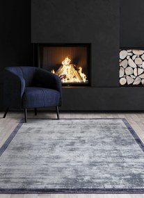 Černý  koberec Ife Border Charcoal Silver Rozměry: 200x290 cm