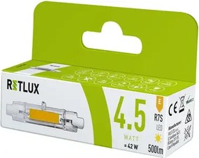 RETLUX RLL 457 R7S J78 4.5W LED COB / 500 lm / 3000K - teplá bílá