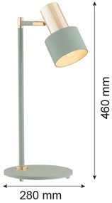 Argon 4276 - Stolní lampa DORIA 1xE27/15W/230V zelená/mosaz