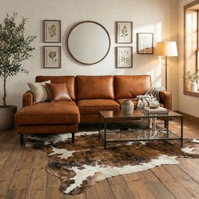 XXXLutz ROHOVÁ SEDAČKA, textil, kůže, koňaková Livetastic - Sedací soupravy - 002951015228