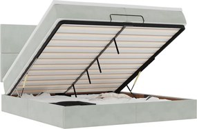 Osmanský rám postele s matracíes světle šedá 200x200cm samet 3313421