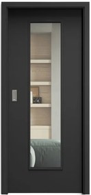 SAPELI ELEGANT KOMFORT M55 - CPL LAMINÁT - POSUVNÉ DVEŘE VČ. ZÁRUBNĚ - Černá grafit Průchozí šířka (cm): 70, Průchozí výška (cm): 197