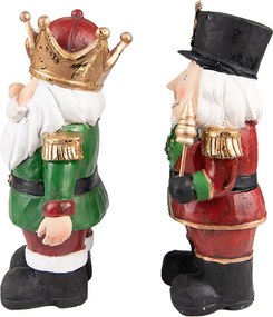 2ks zeleno-červená dekorace Louskáček - 11*8*21 cm