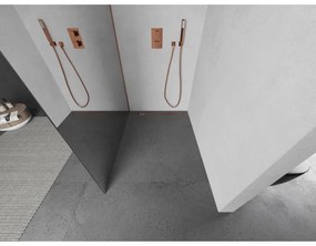 Mexen Kioto L, sprchová zástěna Walk-In 110 x 200 cm, 8mm sklo vzor zrcadlo, měděný matný profil, 800-110-103-65-50
