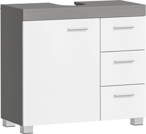 Skříňka pod umyvadlo, koupelnová skříňka 30 × 70 × 64 cm, bílá–šedá