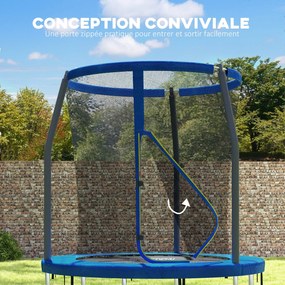 Dětský trampolína SPORTNOW, 1,83m zahradní trampolína s ochrannou sítí, ocelový rám, modrá | Aosom