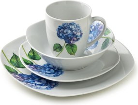 Porcelánová jídelní sada s hrníčkem LEA Purple 16 ks bílá/modrá