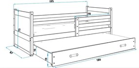 b2b1 BMS-group Dětská postel s přistýlkou RICO 2 90x200 cm, bílá/bílá Pěnová matrace