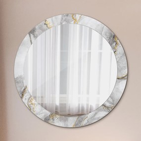 Kulaté zrcadlo s dekorem Bílé mramorové zlato fi 80 cm