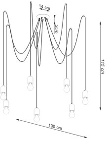Sollux  SL.1162 - Lustr na lanku NESO 7xE27/15W/230V pavouk beton