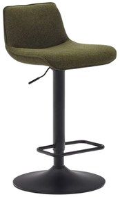 Tmavě zelená čalouněná barová židle Kave Home Zenda 64-86 cm