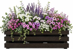AMADEA Dřevěný obal na tři květináče - tmavý, 47x17x15cm, dřevěný květináč