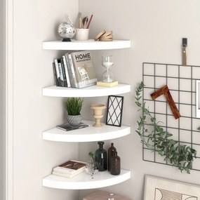 323909 Floating Corner Shelves 4 pcs High Gloss White 35x35x3,8 cm MDF 323909