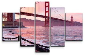Sablio Obraz - 5-dílný Golden Gate - 125x90 cm