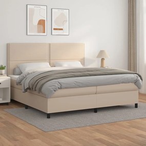 Box spring postel s matrací cappuccino 200 x 200 cm umělá kůže,  3142808
