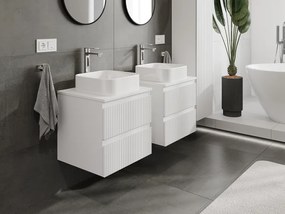 Mexen Rivel, koupelnová skříňka 50 cm, 2 zásuvky, drážkovaná, bílá matná, 91A20-05047-2-BFF01
