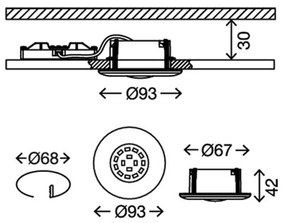 LED vestavné bodové svítidlo Attach One, bílé, IP65