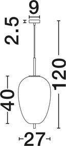 Bílé/černé skleněné závěsné svítidlo ø 27 cm Lato – Nova Luce