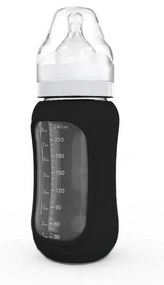 EcoViking Kojenecká lahev skleněná 240 ml široká silikonový obal Licorice Black