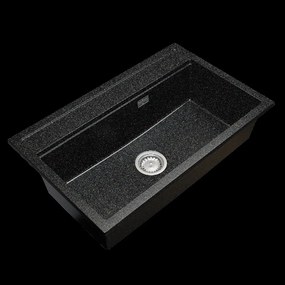 Gamma Advance, 1-komorový granitový dřez 805x505x210 mm, černá se zlatými tečkami, GMA-ZLE000115