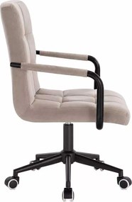 LuxuryForm DESIGN Otočná židle VERONA BLACK VELUR na černé podstavě s kolečky - latte