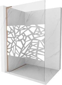 Mexen Kioto L, sprchová zástěna Walk-In 80 x 200 cm, 8mm čiré sklo bílý vzor, ​​měděný matný profil, 800-080-103-65-85