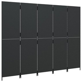 Dělicí stěna 5 panelů černá polyratan,  365348