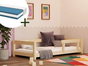 Benlemi Jednolůžková postel STUDY 120x200 cm + matrace METROPOLIS Zvolte barvu: Světle modrá, Zvolte zábranu: S jednou zábranou