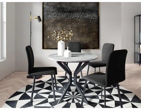 Rozkládací stůl Kirtore M 90 se 4 židlemi Lekoz, Barva dřeva: šedý mramor + černá, Potah: Amor Velvet 4318