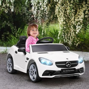 Dětské elektrické auto AIYAPLAY Mercedes SLC 300 s 12V baterií pro děti od 3 let s dálkovým ovládáním, LED světly, klaksonem a hudbou - Bílá