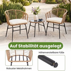 Costway 3-dílný set ratanového zahradního nábytku bistro set pro 2 osob
