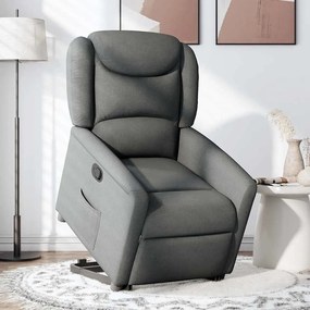 Zvedací polohovací křeslo tmavě šedé textil 3303195