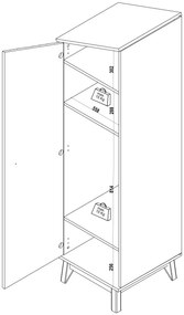 Šatní skříň Tweety levá - bílá/šedá